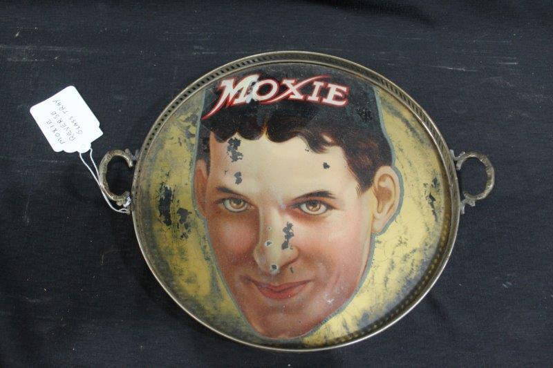 Moxie Reverse Painted Glass Tray Auction