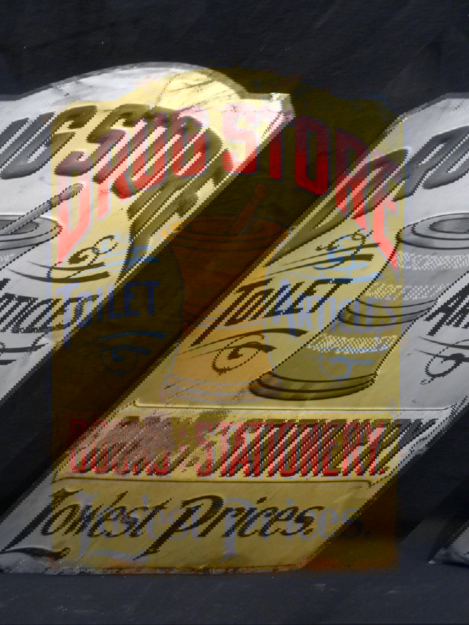 Awesome Early Sst Drug Store Embossed Sign Auction