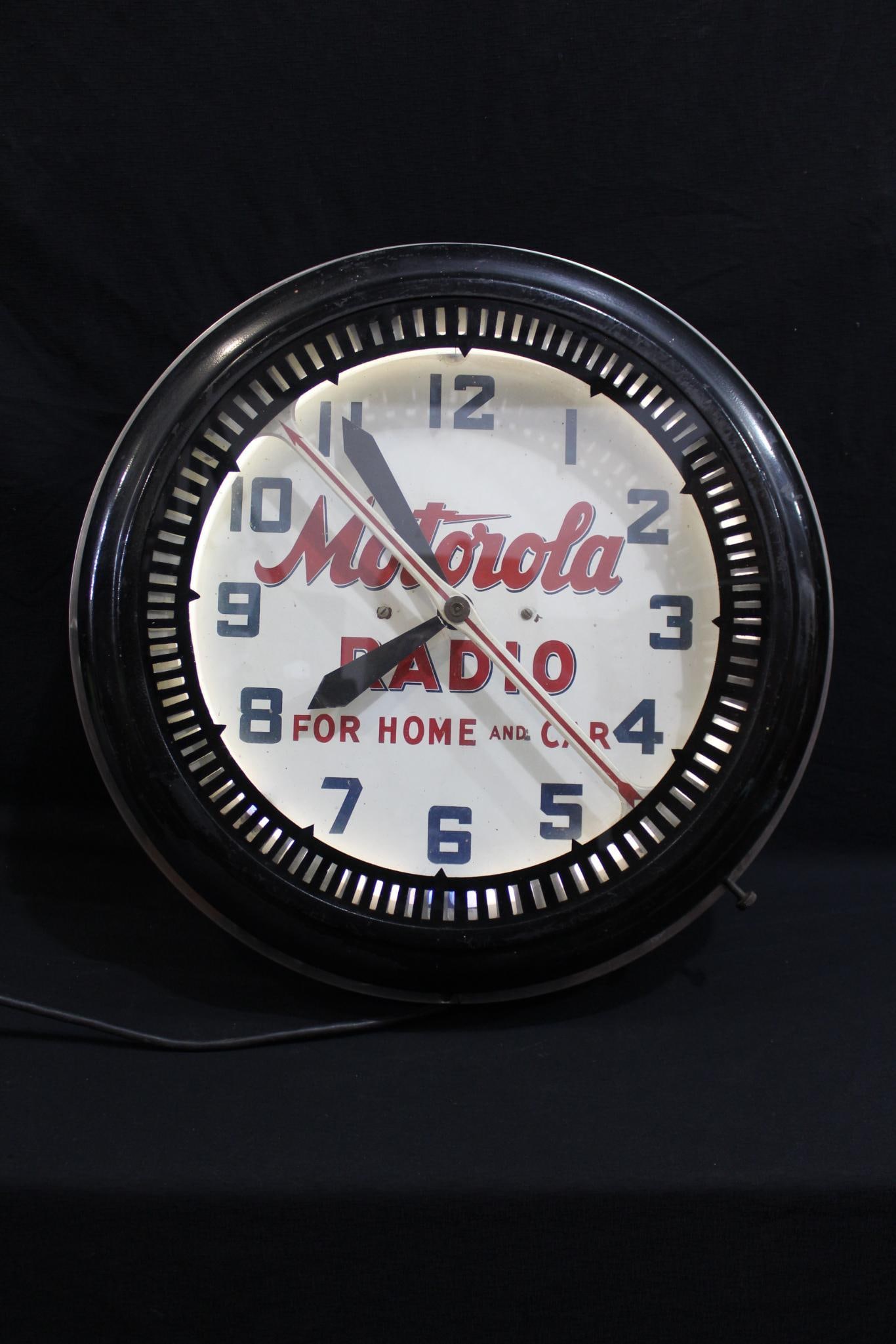 Outstanding Motorola Radio Neon Spinner Clock Auction