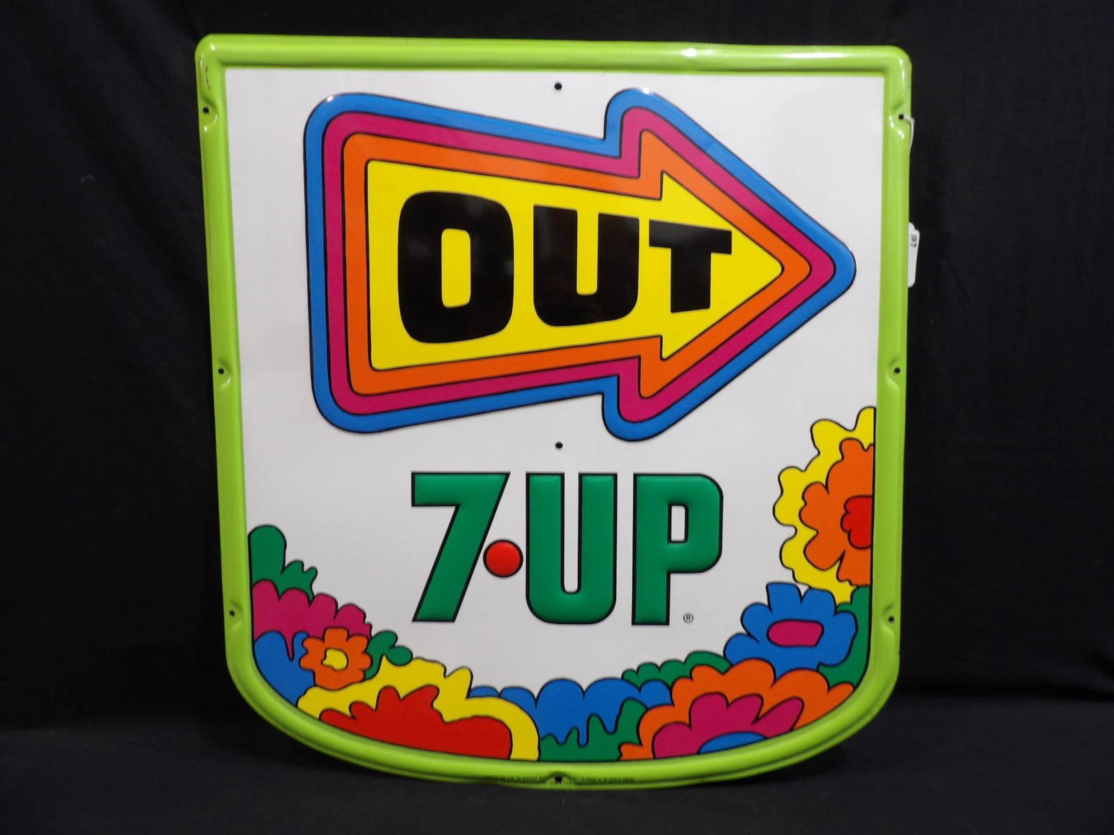 Sst Colorful 7up Out Embossed Arrow Sign Auction