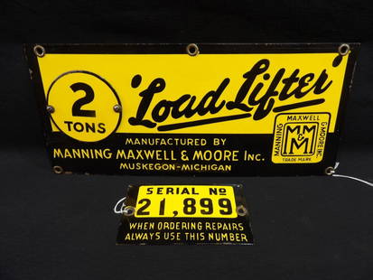 Ssp Manning Maxwell & Moore Load Lifter & Serial No. Signs
