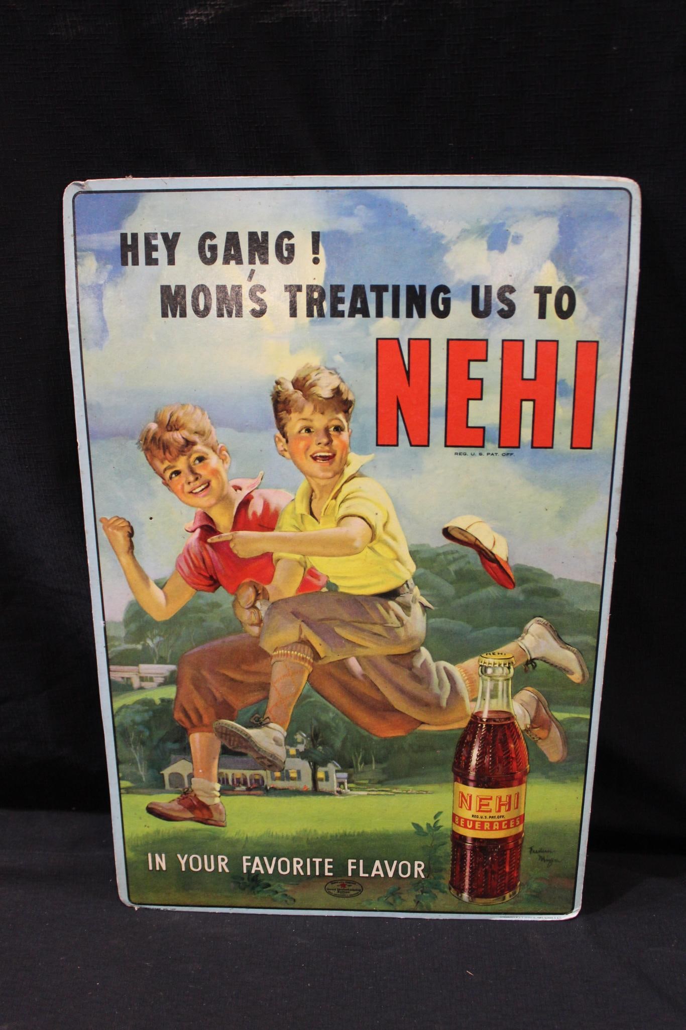 Nehi Beverages Cardboard Litho Sign Auction