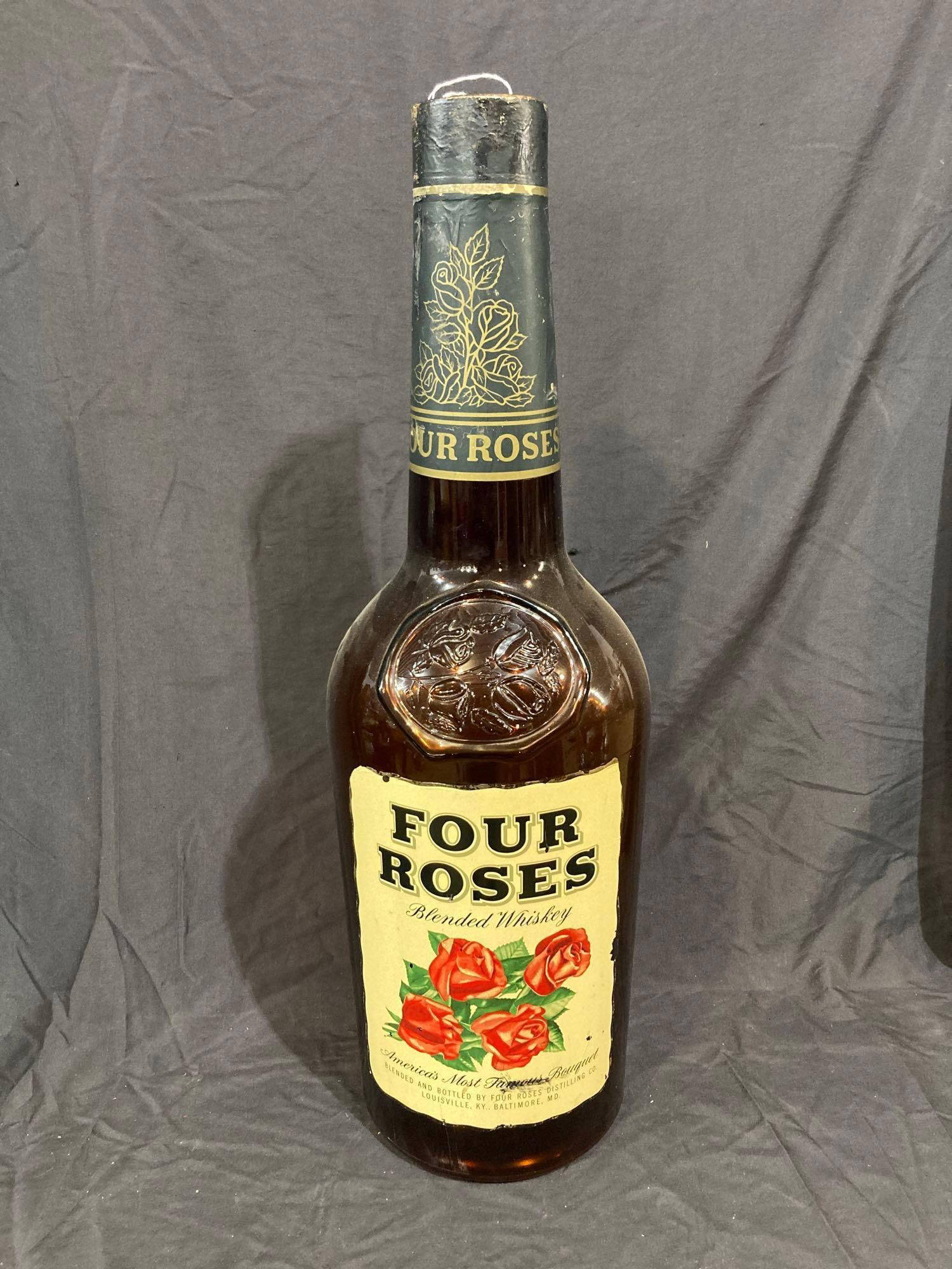 Four Roses Whiskey Large Glass Bottle Auction