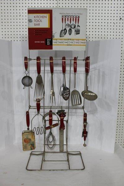 Ekco Kitchen Tool Bar Metal Display W/20 Utensils Auction