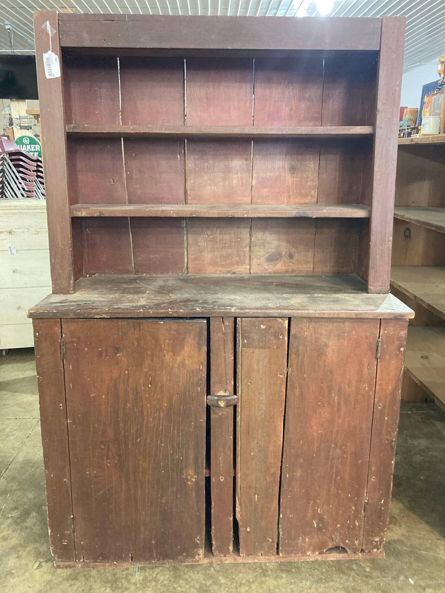 Awesome Early Primitive Stepback Cabinet Auction