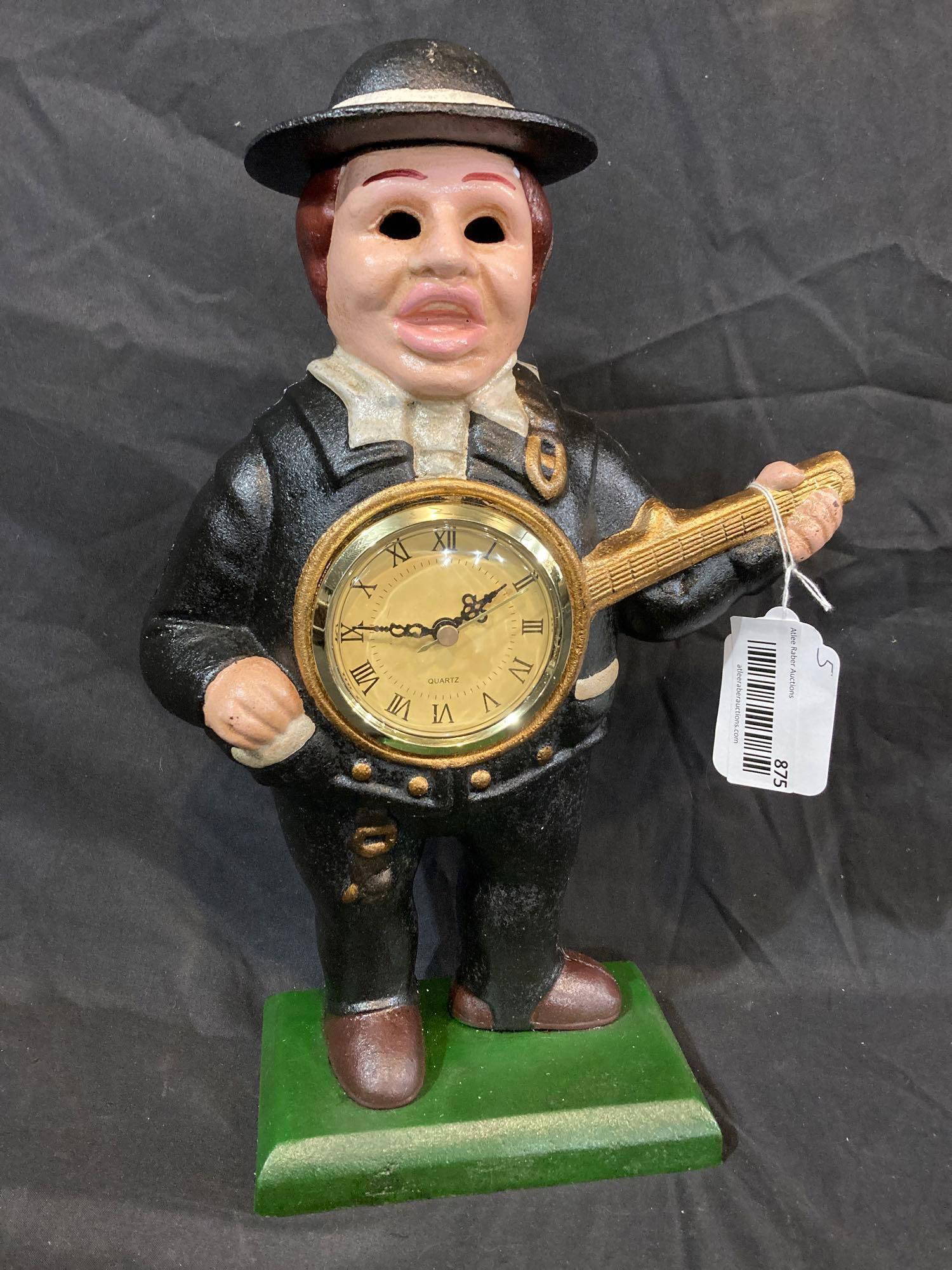 Cast Iron Banjo Player Clock Auction