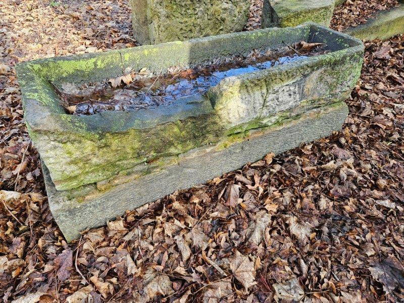 Small Carved Water Trough & Base Stone Auction