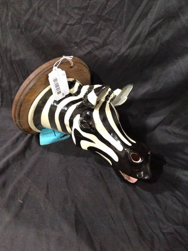 Hand Sculpted Zebra Pottery Wall Mount