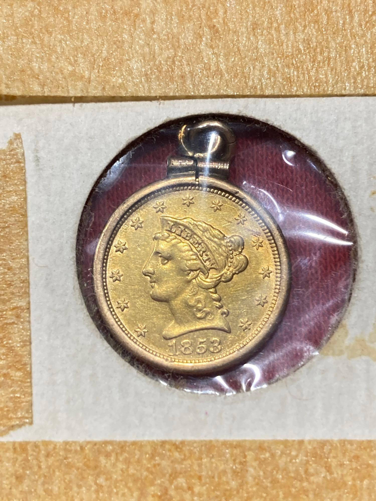 1853 Gold Eagle Quarter Pendant Auction