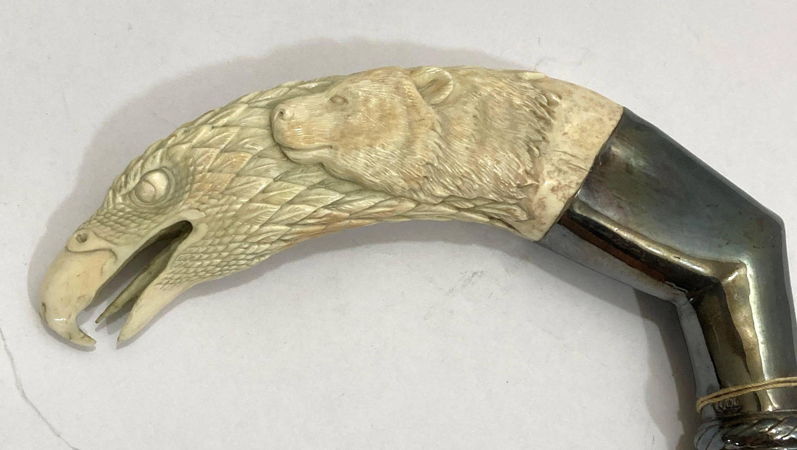 Hand Carved Eagle Bear And Wolf Cane Auction