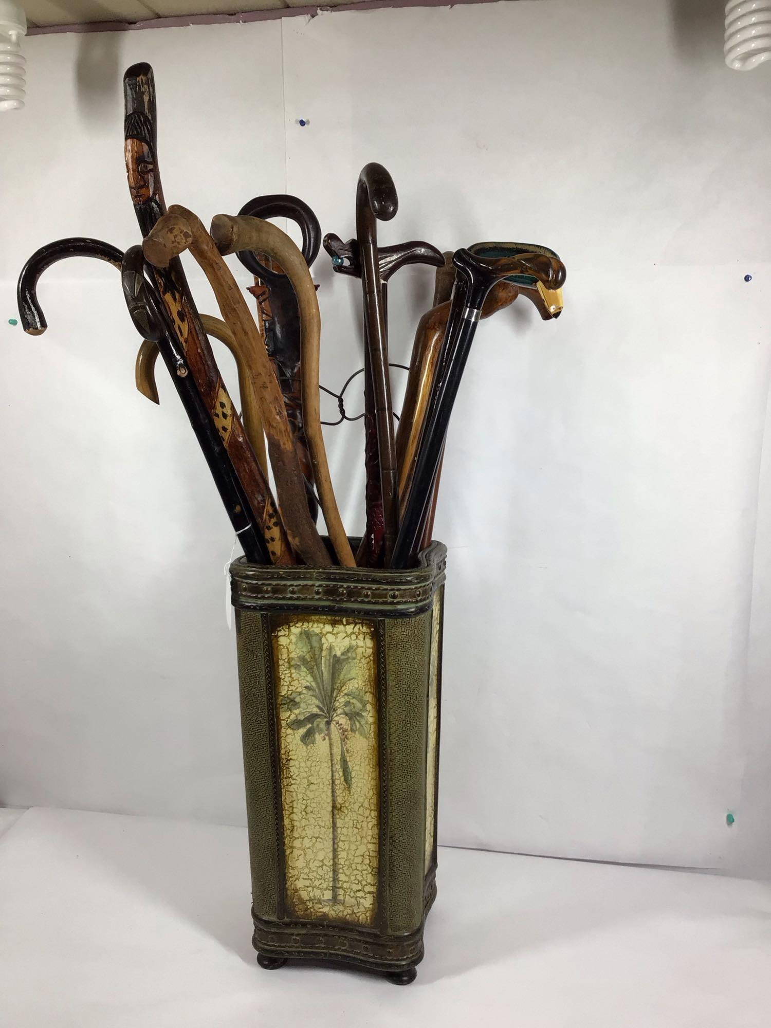 Large Lot Of Wooden Canes Auction