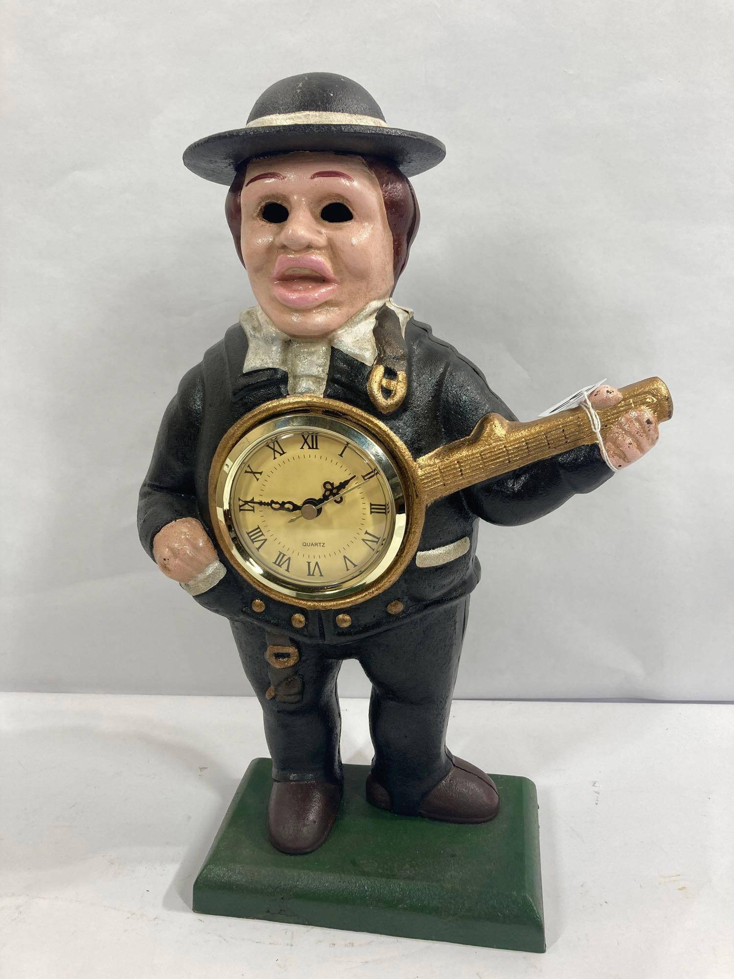 Repro Cast Iron Jolly Banjo Player Clock Auction