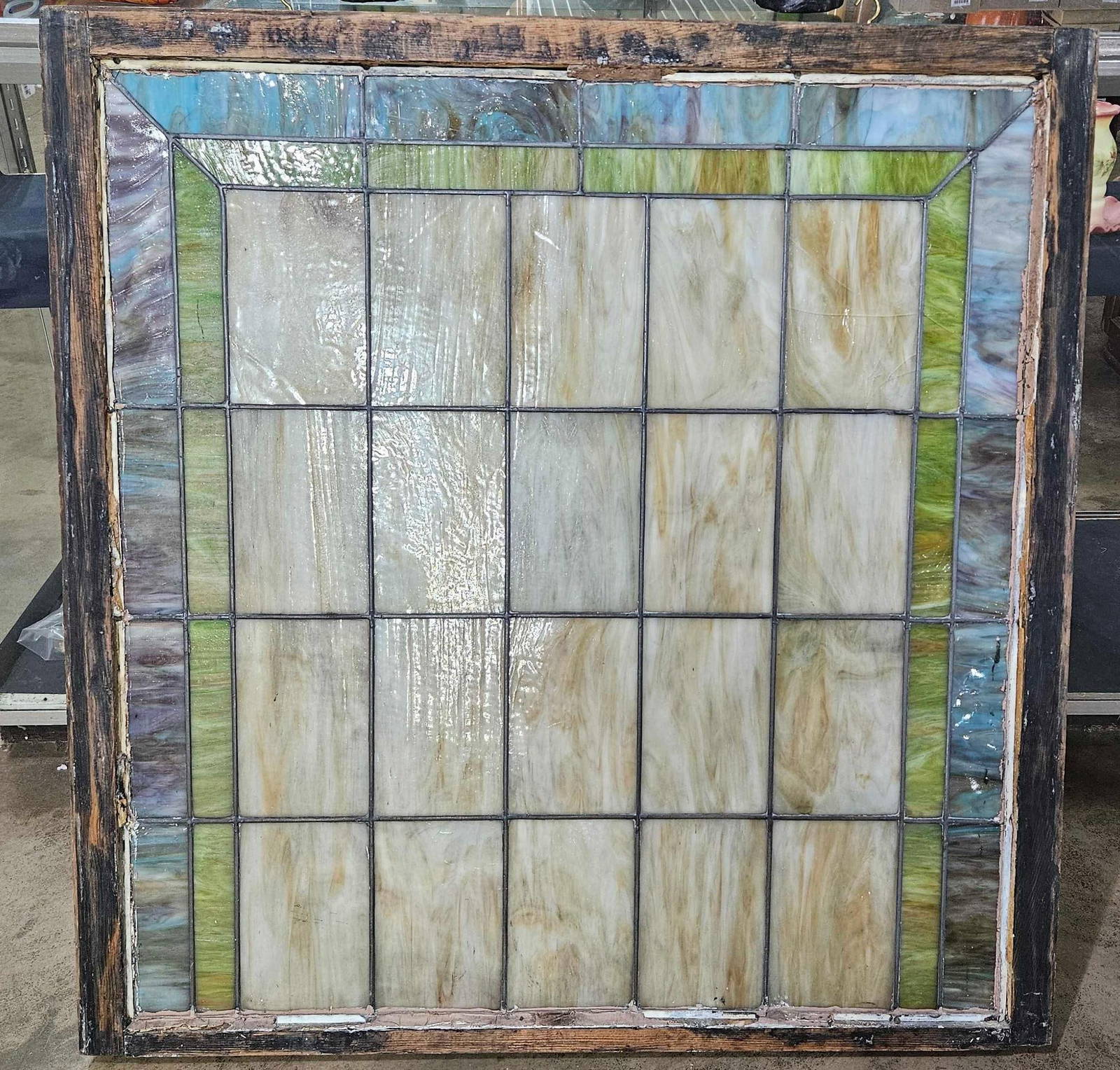 Stained Slag Glass Window Auction