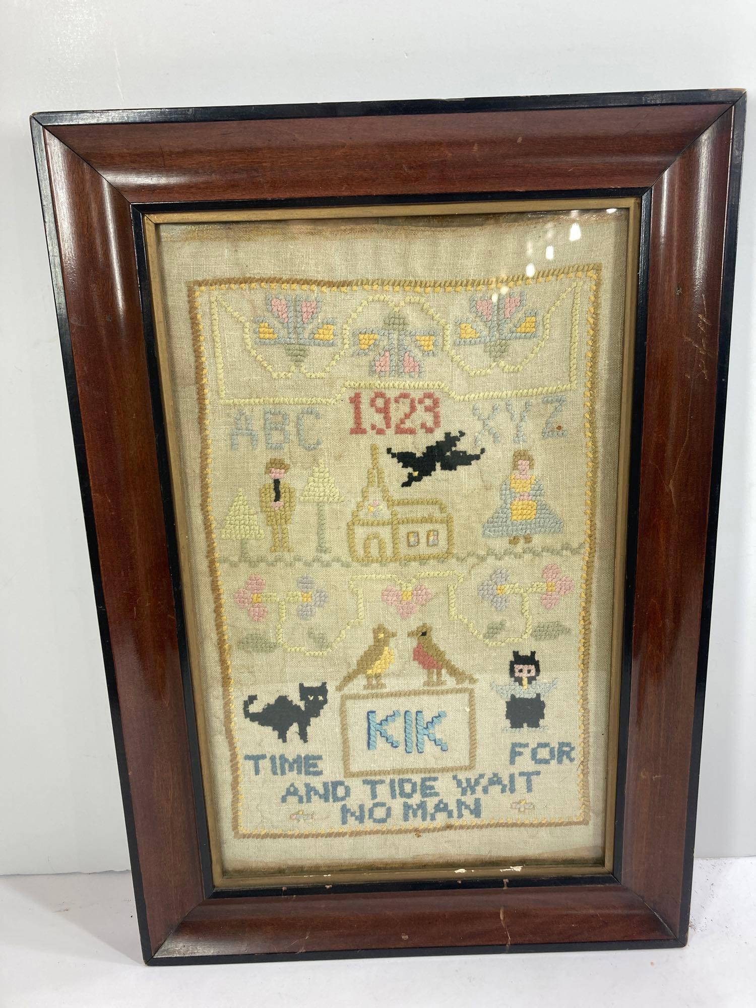 1923 Framed Sampler Auction