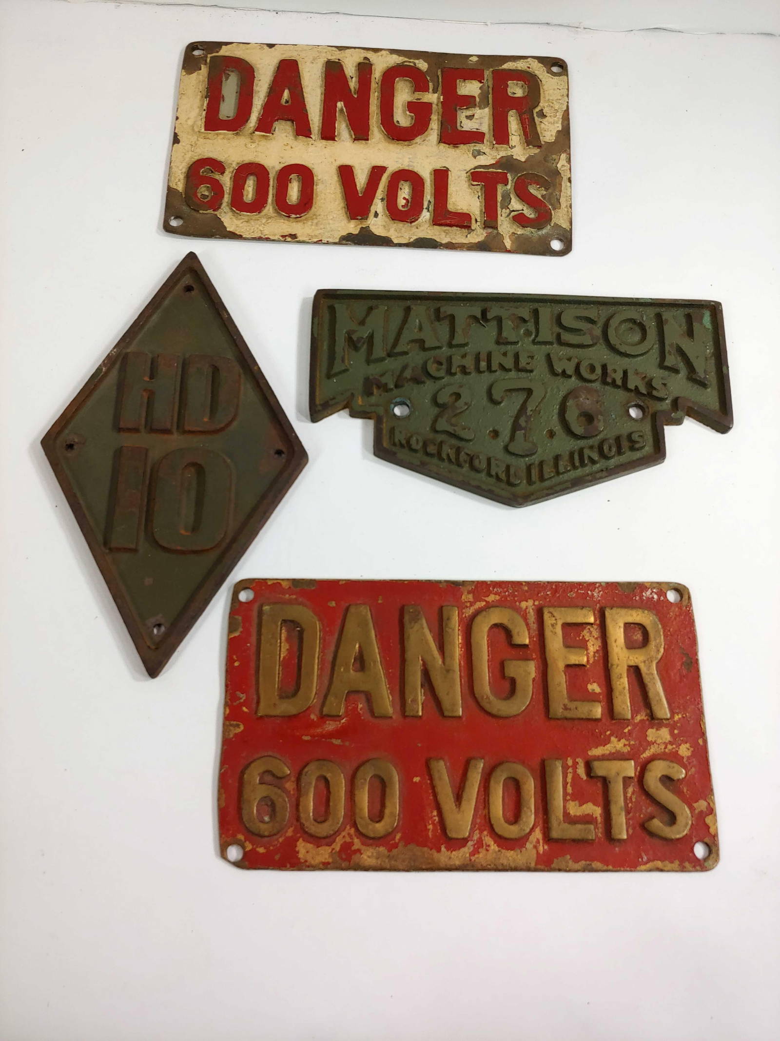 4-embossed Brass & Cast Iron Machine Signs Auction