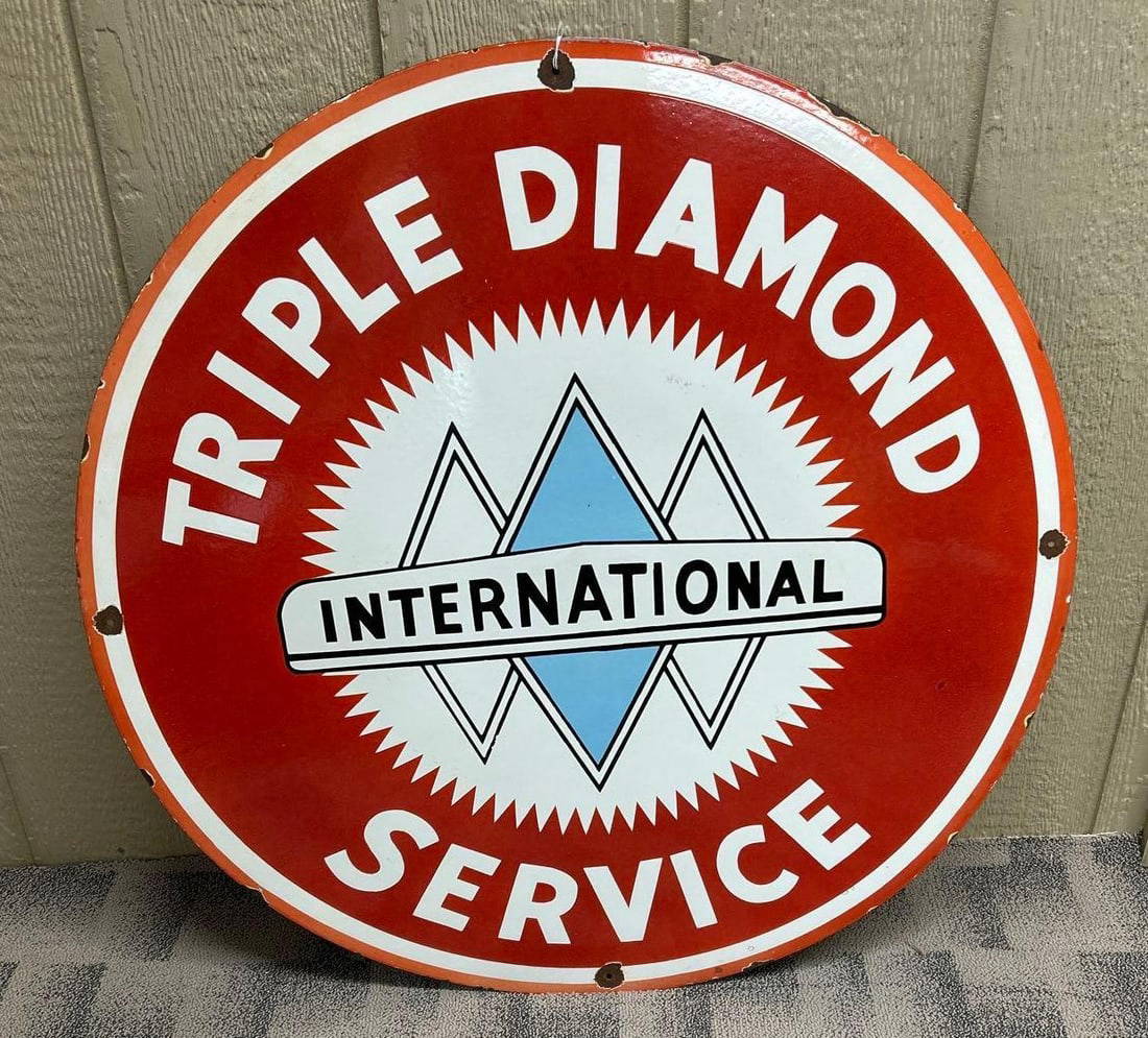 International Triple Diamond Service Porcelain Sign Auction
