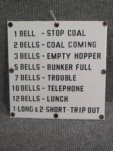 Porcelain Coal Mining Bell Sign
