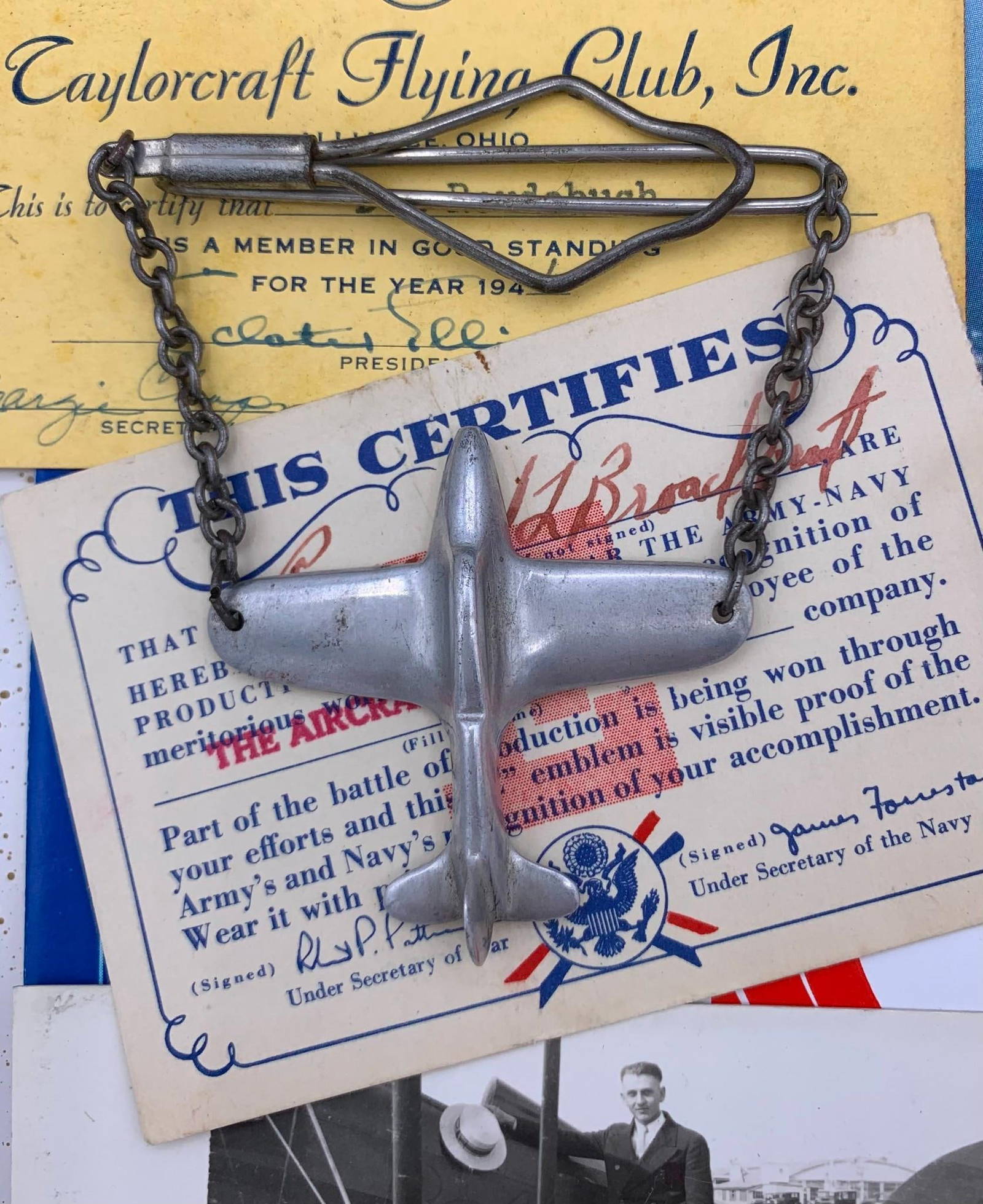 43 Pc Antique To Vintage Aviation Ephemera, Flight Pins, Flying Goggles ...