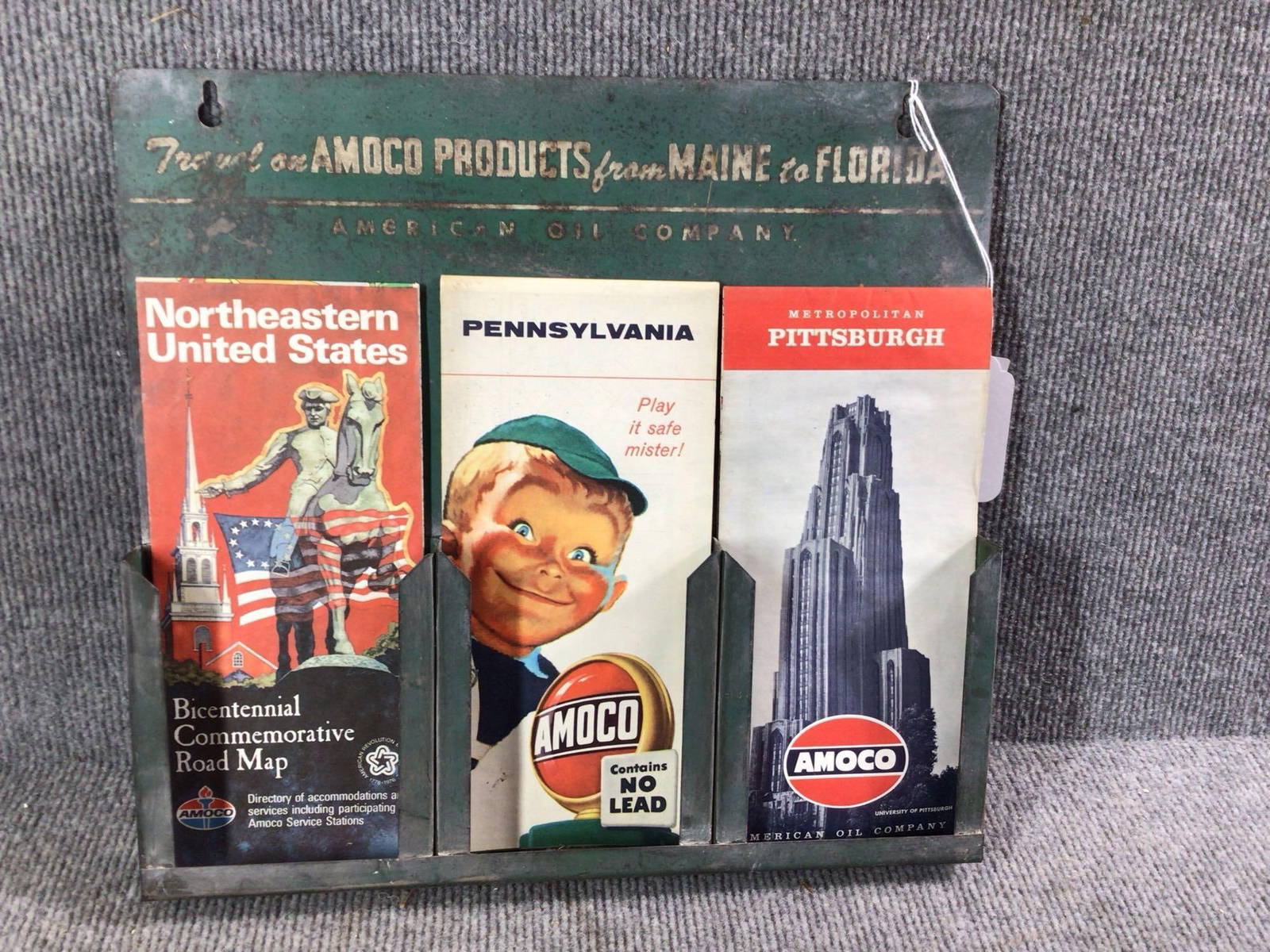 Amoco Products Travel Map Metal Display Auction