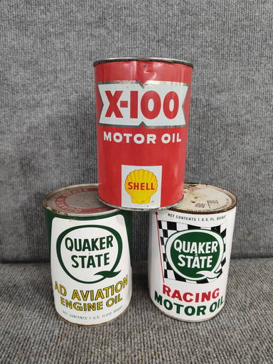 Quaker State & Shell Motor Oil Cans