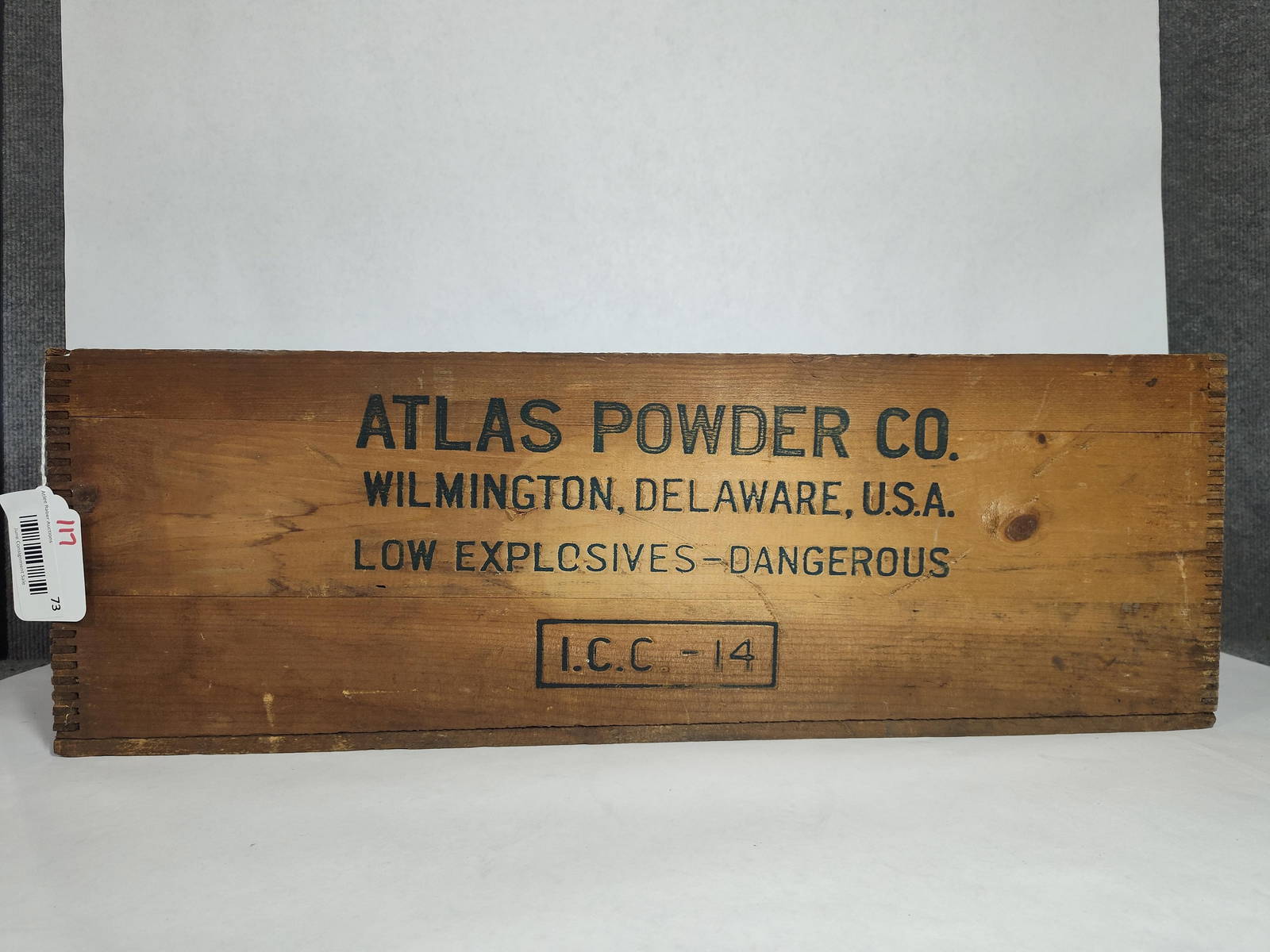 Atlas Powder Co. Explosives Dovetail Wood Shipping Box Auction