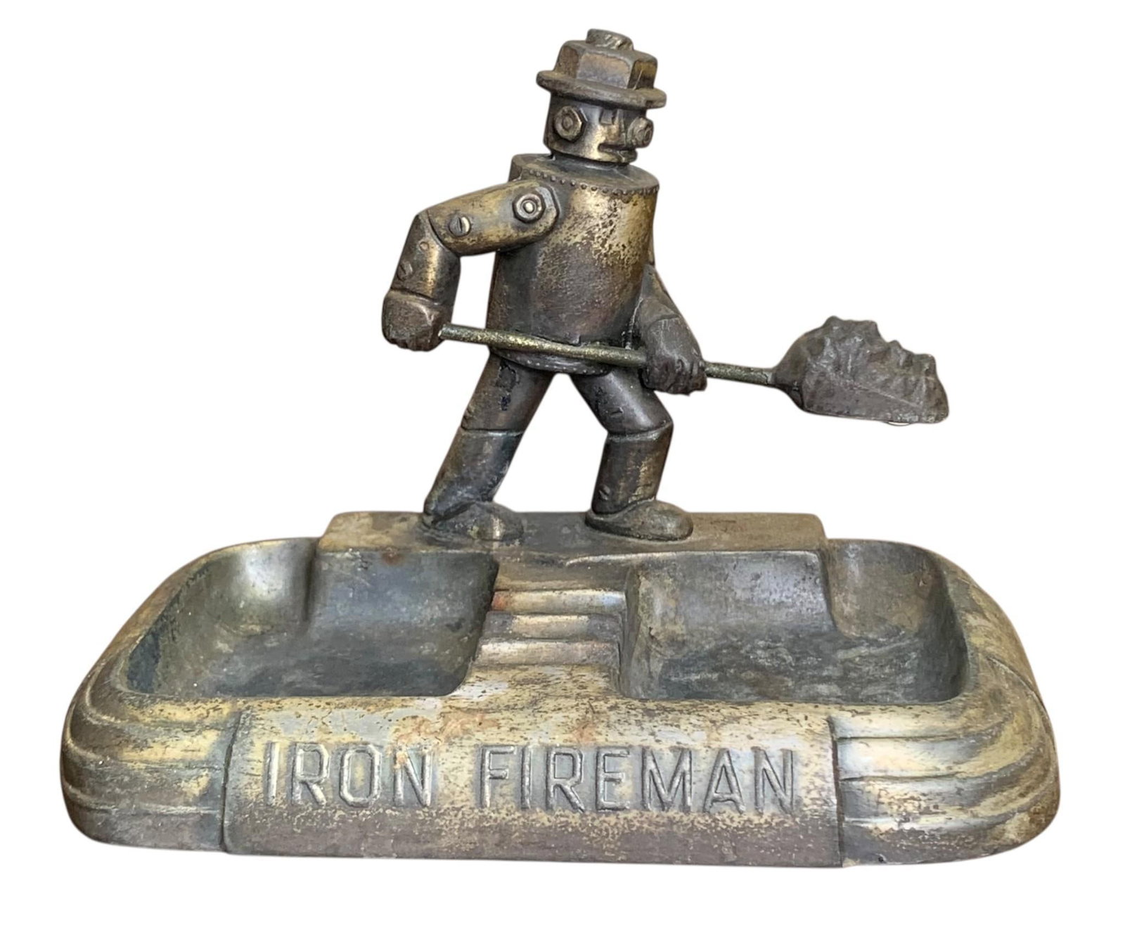 1930s Iron Fireman Cast Metal Robot, Tin Man, Double Well Cigarette ...