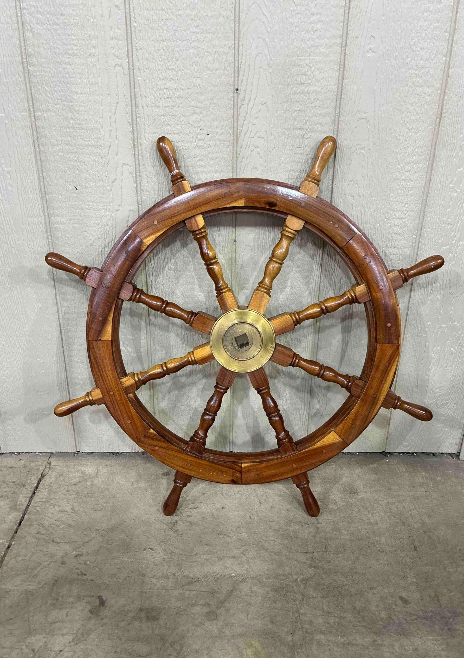Great Maritime Handcrafted Wood And Brass Vessel Helm Auction
