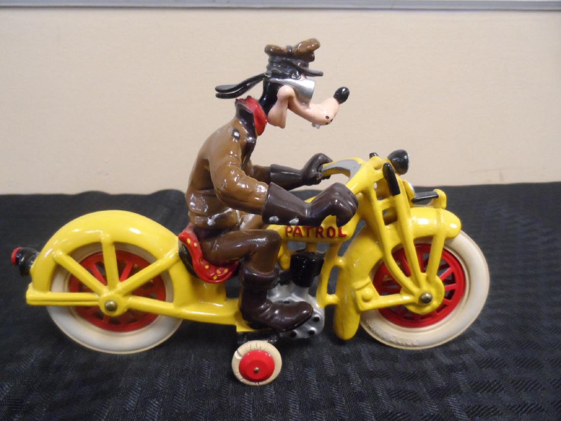 Vintage Cast Iron Disney Pride Line Goofy on Motorcycle