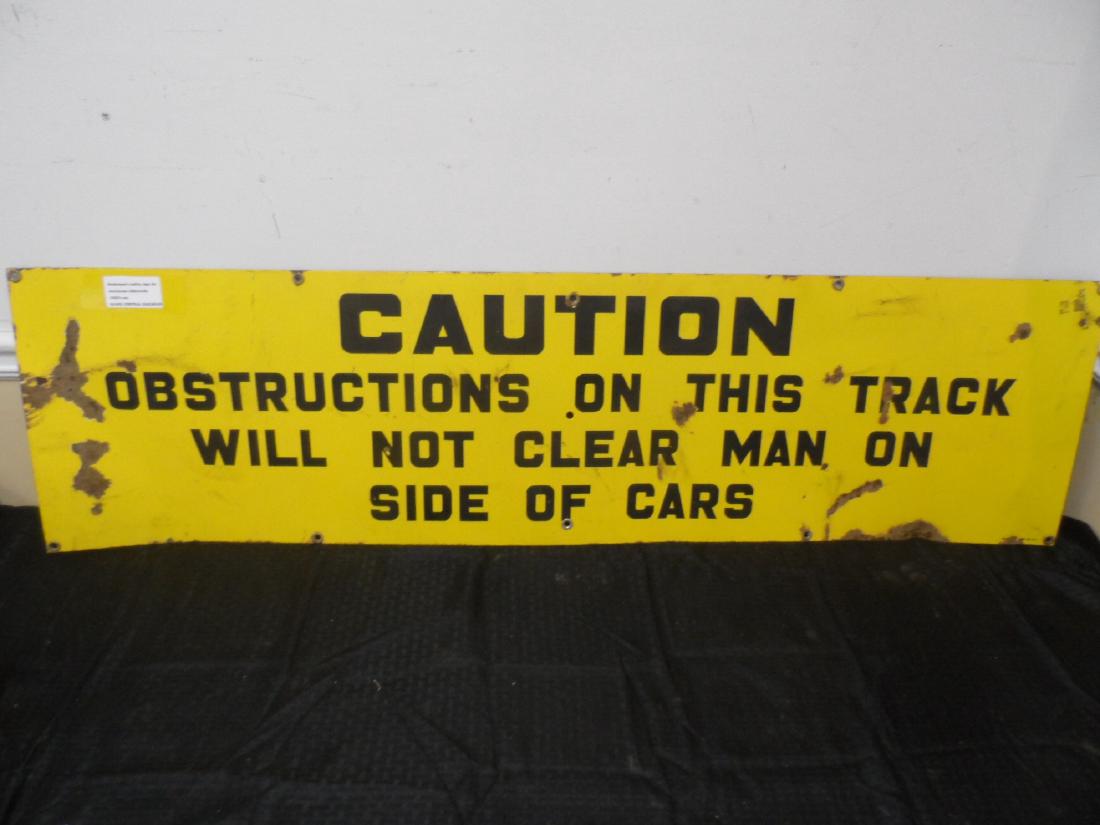 1950s Porcelain Main Central Railroad Caution Sign