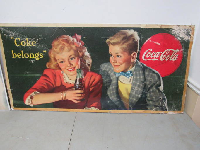 Large 1944 Cardboard Coca Cola Sign