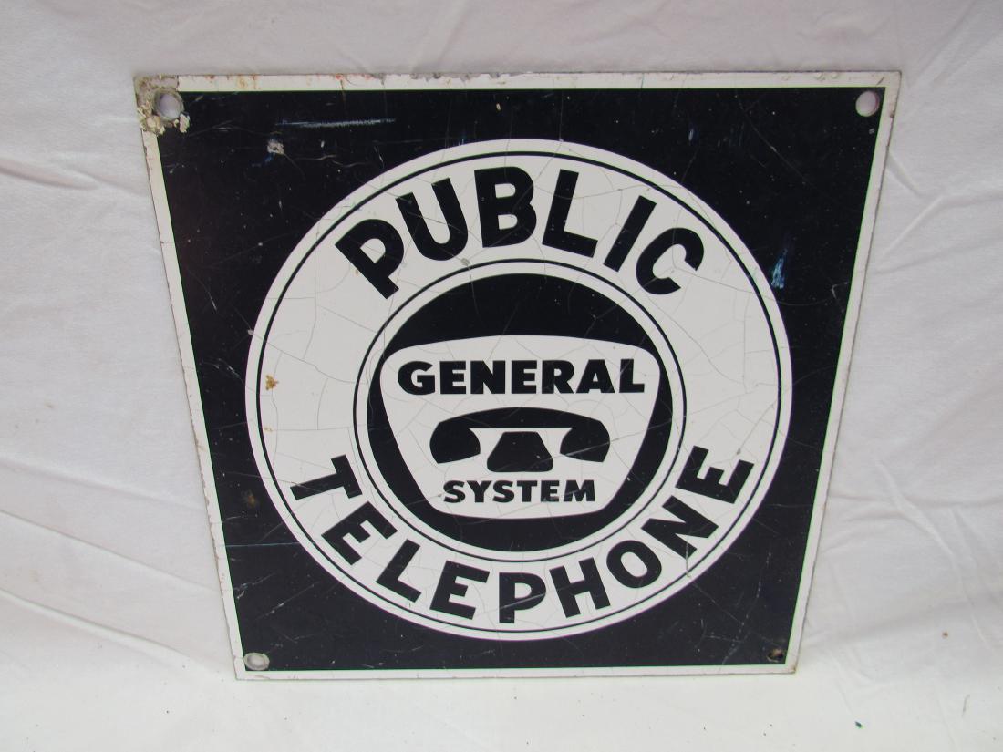 Vintage Aluminum Public Telephone Sign
