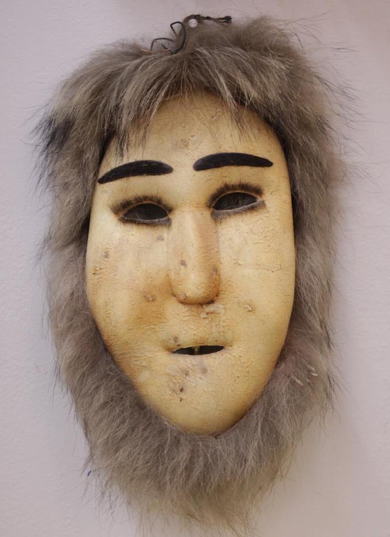 Inuit Eskimo Hide Leather Fur Mask