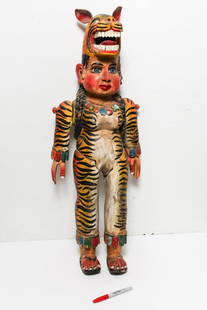 Mexican Alebrije, Folk Art Carved Wood Tiger Man