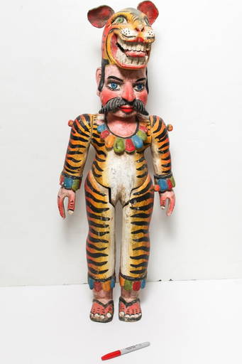 Mexican Alebrije, Folk Art Carved Wood Tiger Man