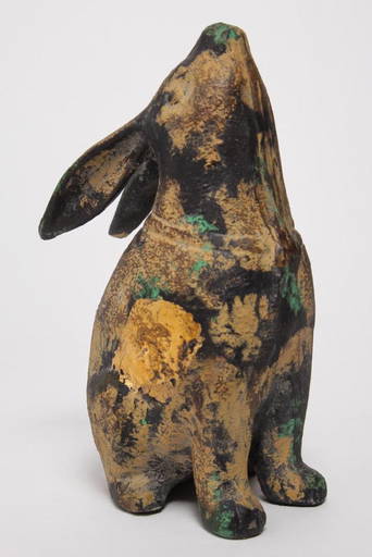 Japanese Cast Iron Doorstop, "moon Gazing Hare"