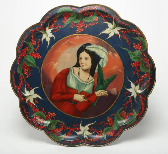 Russian Tole Painted Serving Tray Or Platter