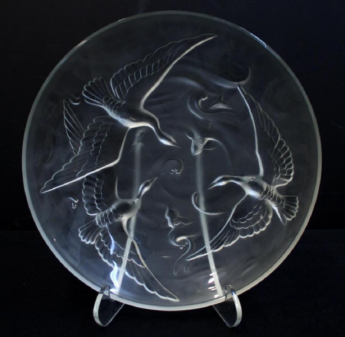 Verlys France Art Glass Charger w Birds and Fish