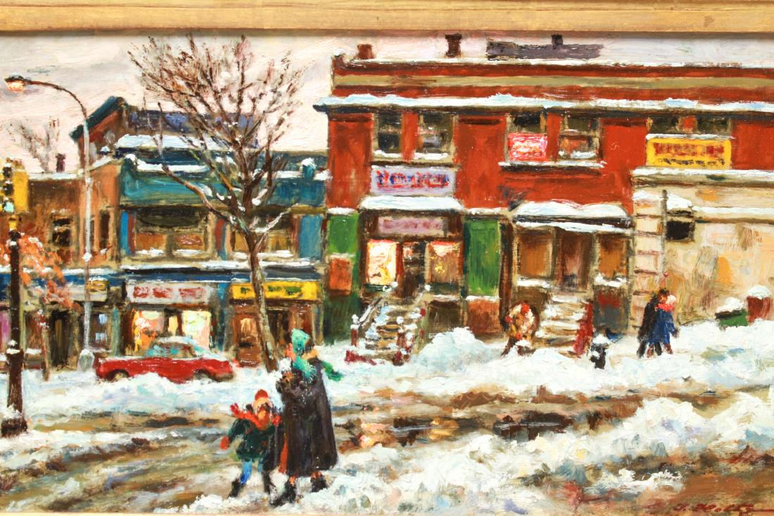 Isaac Holtz "Winter, New York" Oil on Board 1982