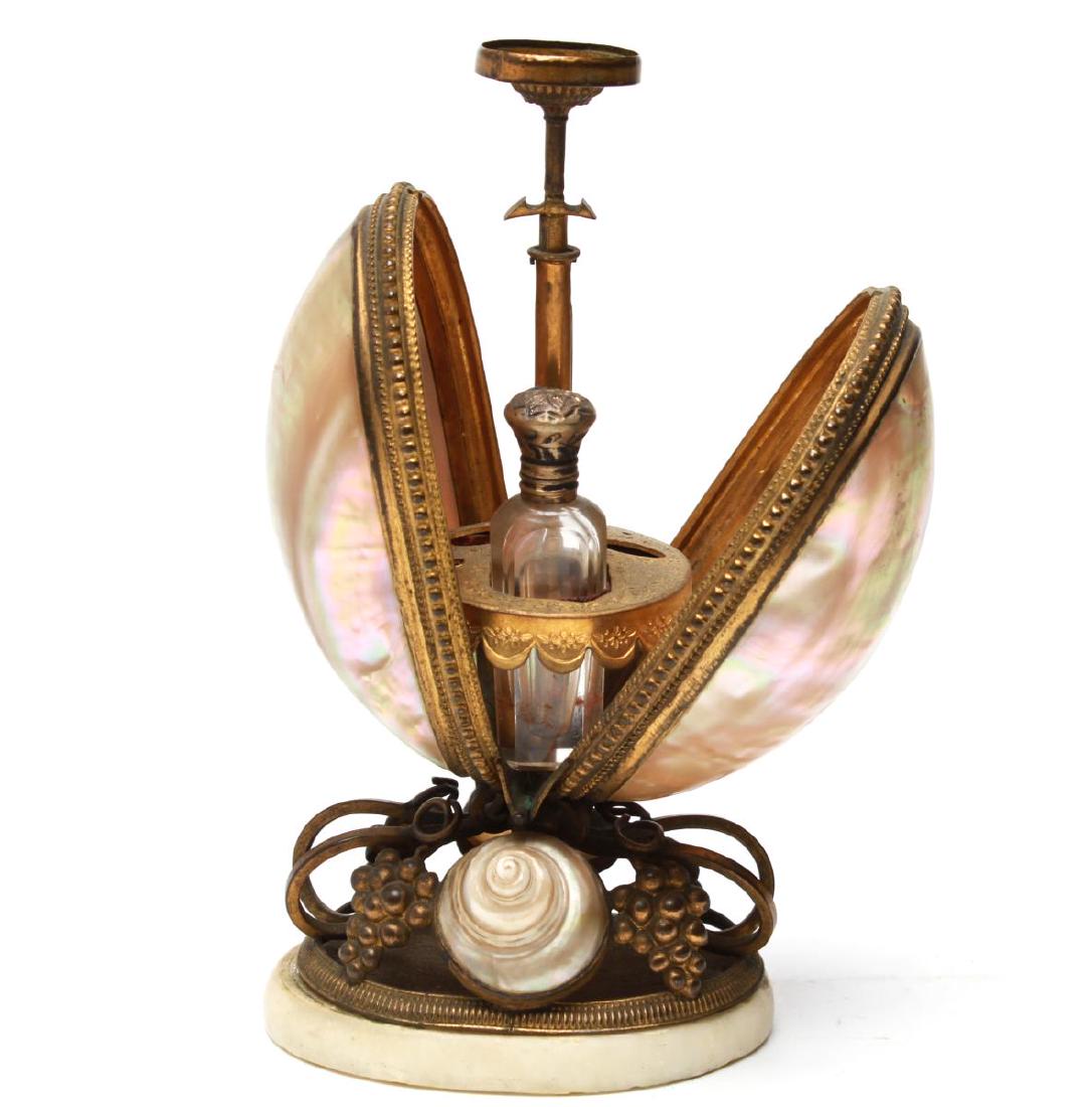 French Nautilus Shell & Ormolu Mechanical Holder