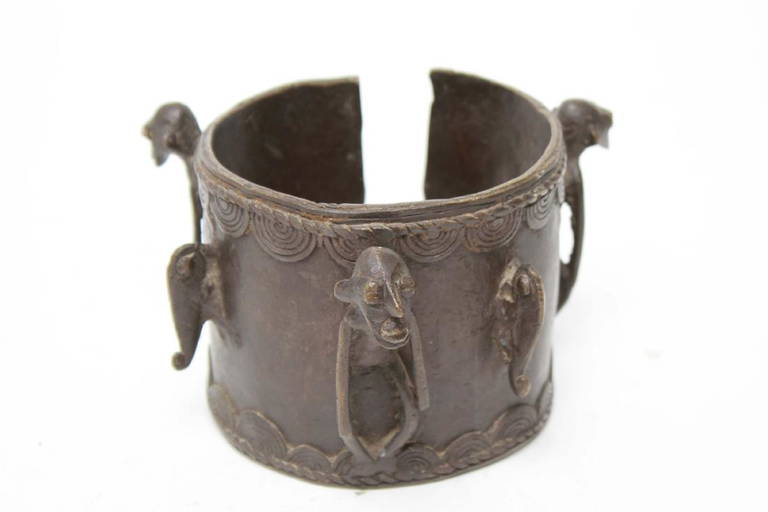 West African Tribal Men's Bronze Figural Armlet