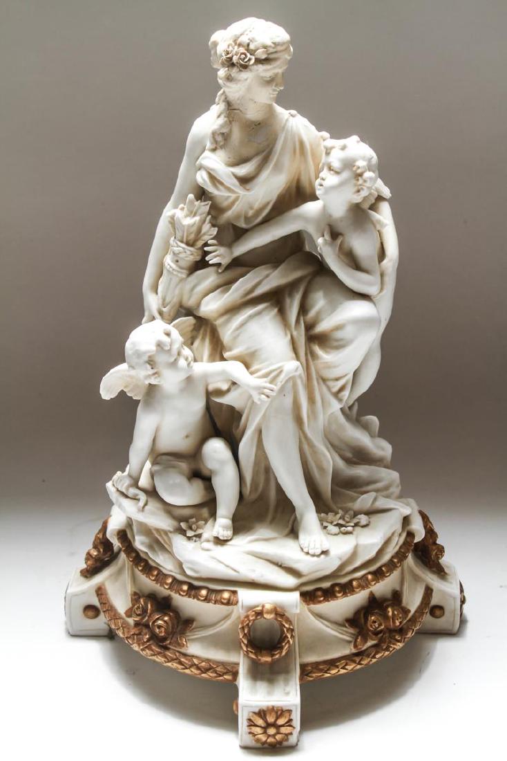 Parian ware Figurine Seated Venus w Cherubs 19th C