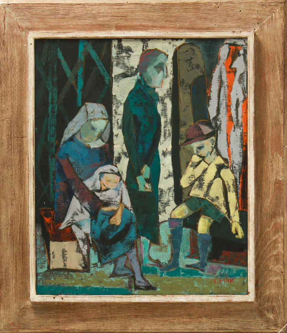 V. Finn "Woman & Children Figures" Oil on Canvas - Aug 25, 2019 ...