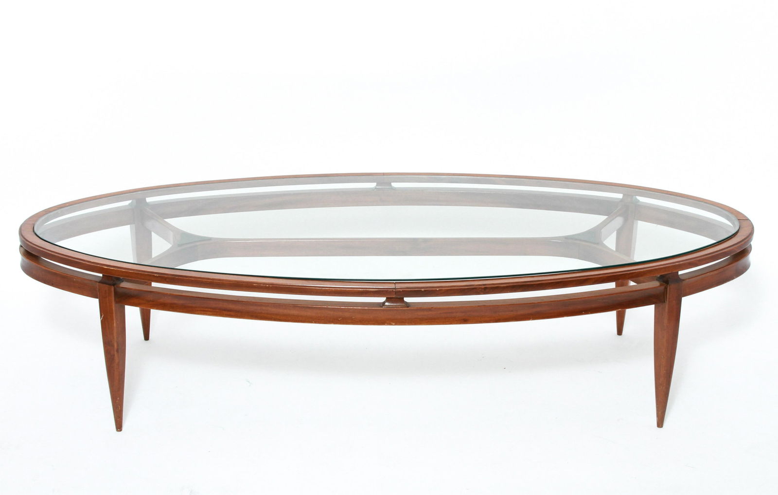 Mid Century Modern Oval Glass Top Coffee Table