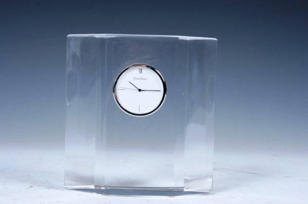 Orrefors Glass Prism Desk Clock 1980