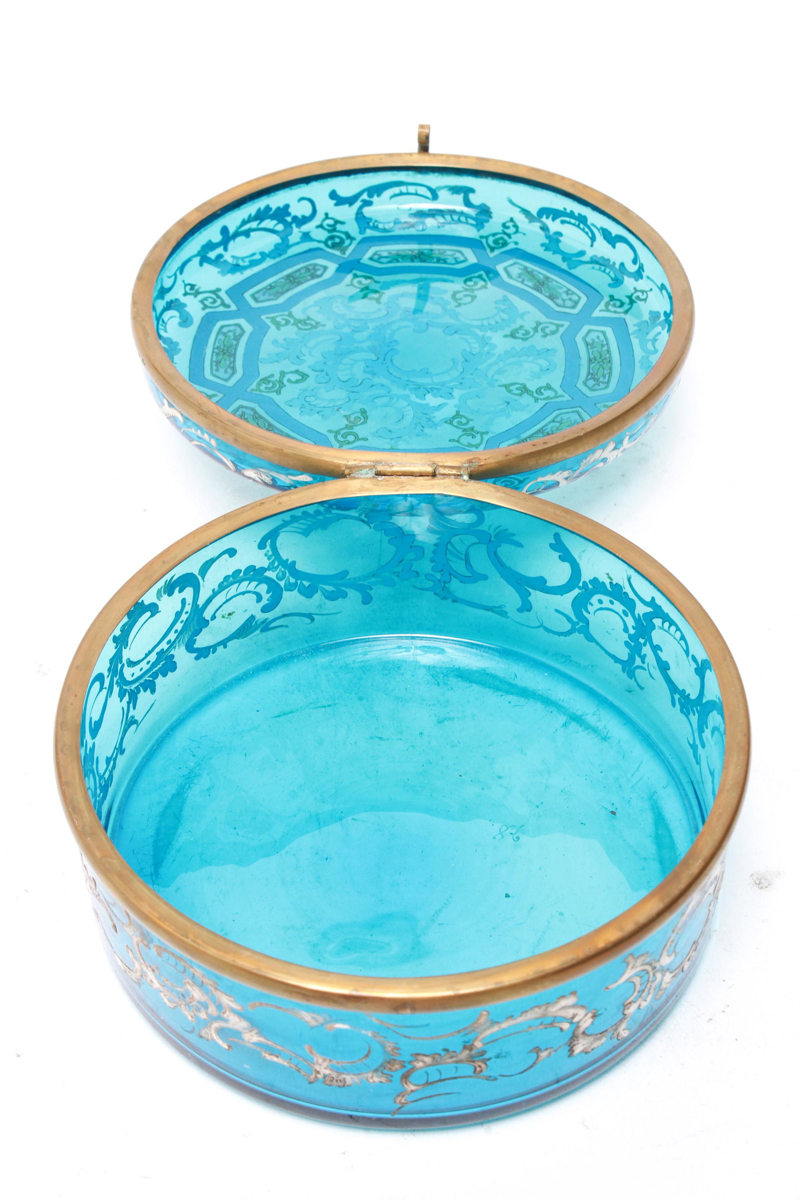 For Auction: Moser Manner Bohemian Glass w Enamel Vanity Box (#0090) on ...
