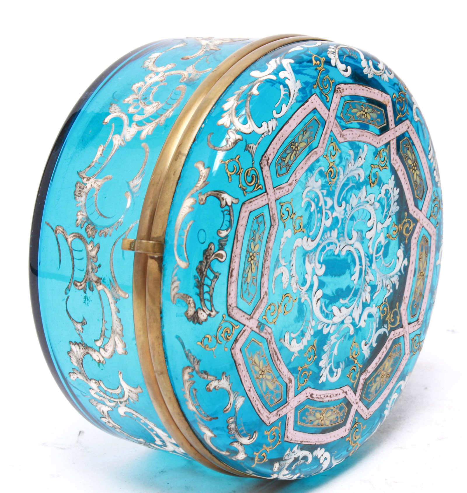 For Auction: Moser Manner Bohemian Glass w Enamel Vanity Box (#0090) on ...