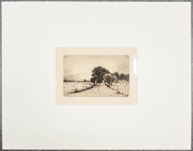 Sunset Trees Etching