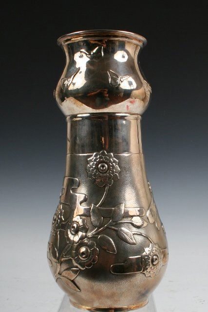 Galmer Nouveau Sterling-Silver Vase w/ Butterflies