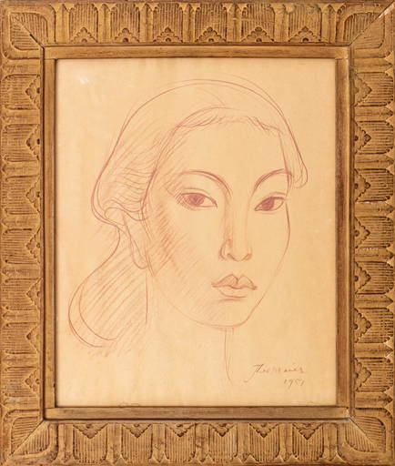 Theo Meier "Portrait of a Woman" Drawing - Nov 07, 2021 | Auctions at ...