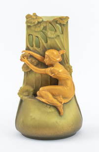 Monumental Art Nouveau Glazed Ceramic Amphora Female